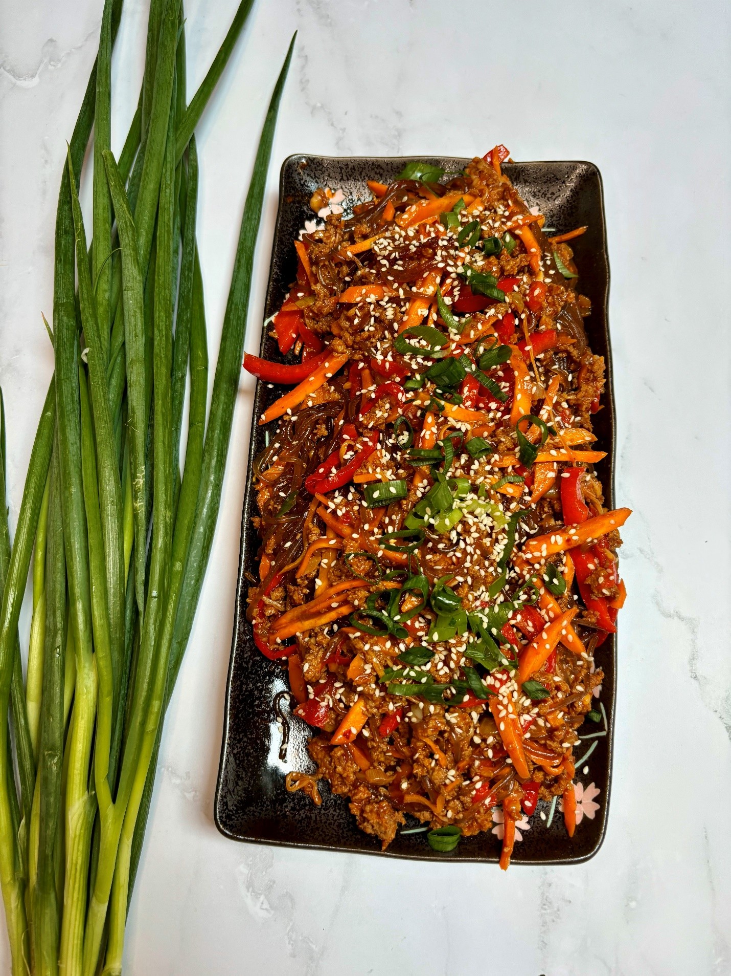 Beef Gochujang Sweet Potato Noodle Stir-fry - The Yarn by The Free ...
